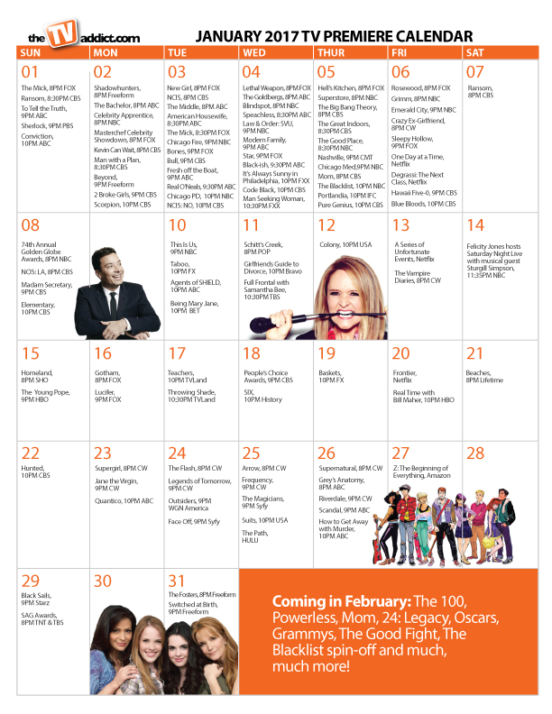 When Does Your Favorite TV Show Return? Print and Download Your January ...